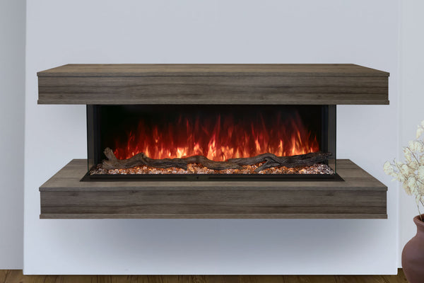 Modern Flames Landscape Pro 58in 3-Sided Wall Mount Mantel in Driftwood ...